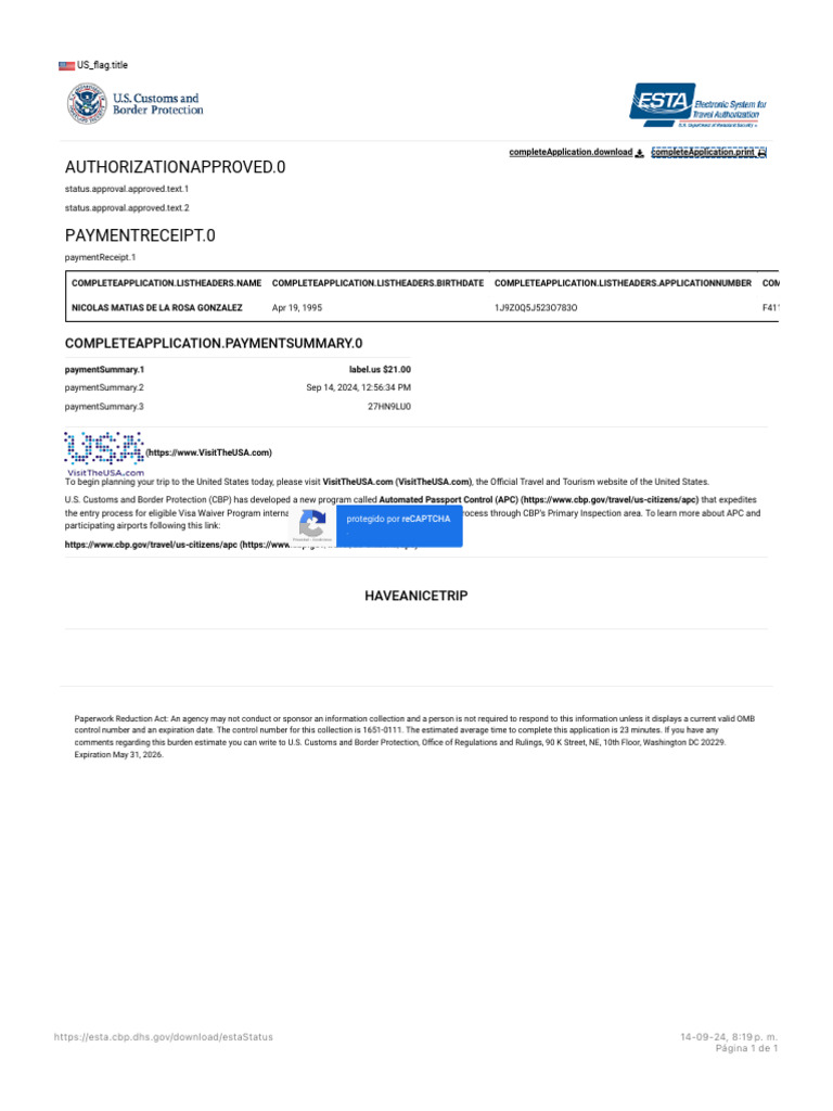 Official ESTA Application Website, U.S. Customs and Border Protection ...