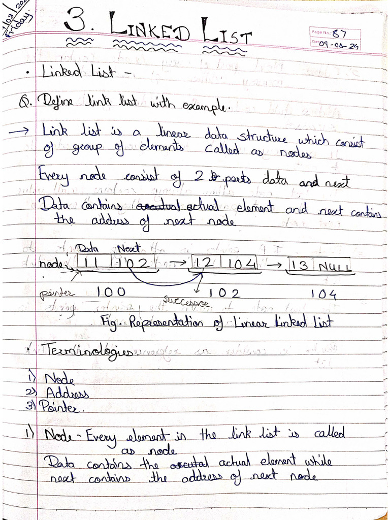 Dsu Chapter 3 Notes Linked List | PDF