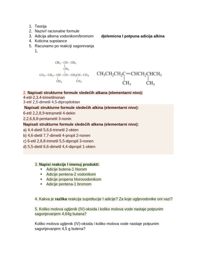 Kontrolni Za Alkani-Alkini | PDF