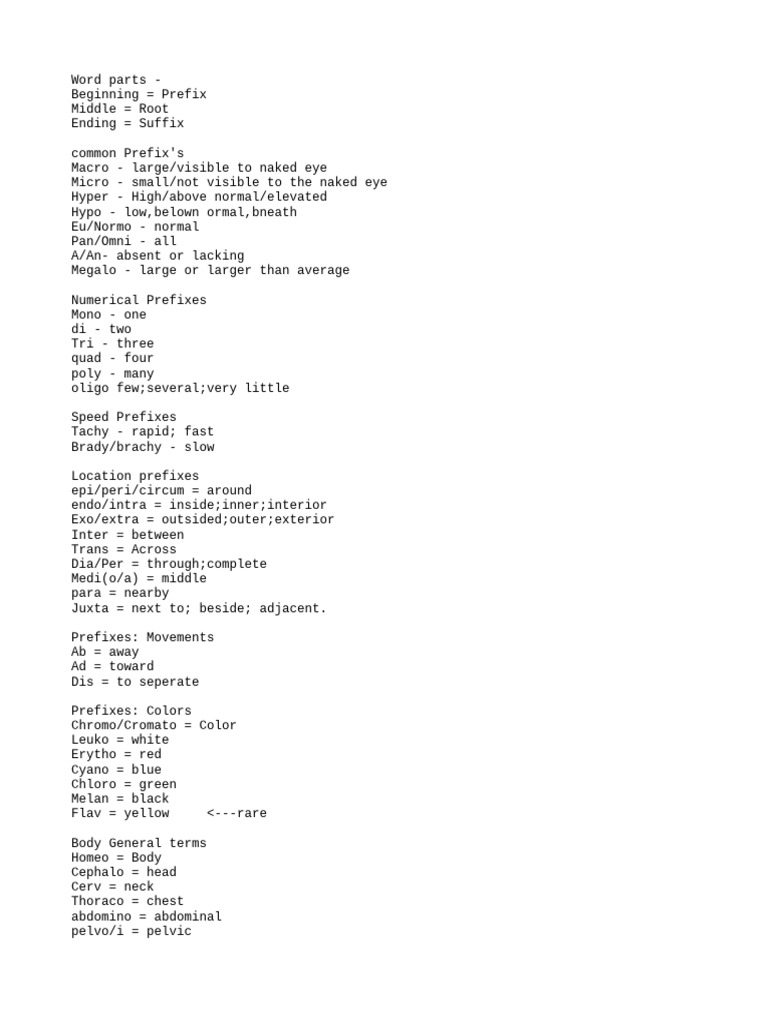 Medical Terminology Notes | PDF