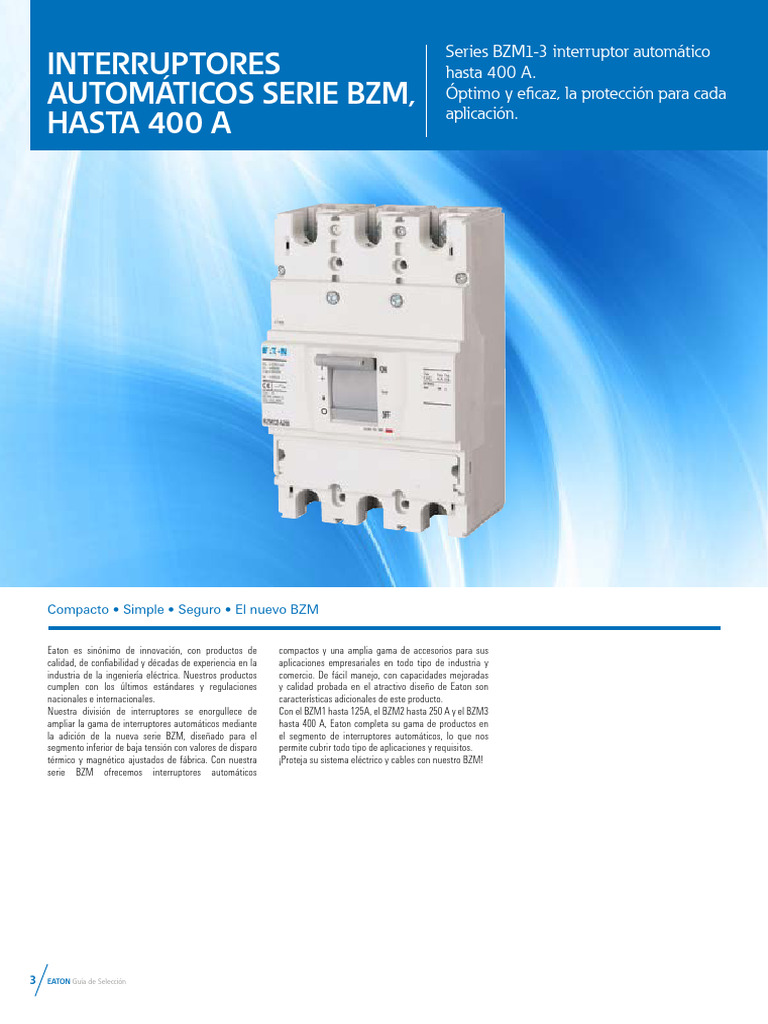 Interruptores Automáticos BZM de Eaton | PDF | Ingenieria Eléctrica ...
