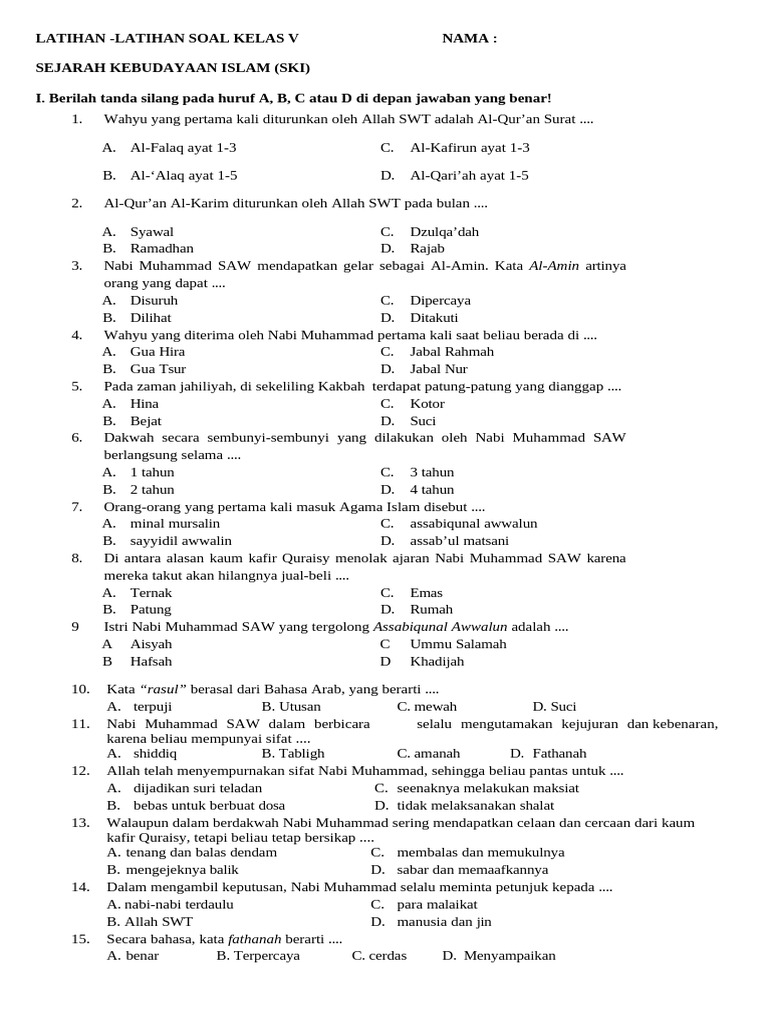 LATIHAN SOAL KLS 5 DES24 | PDF