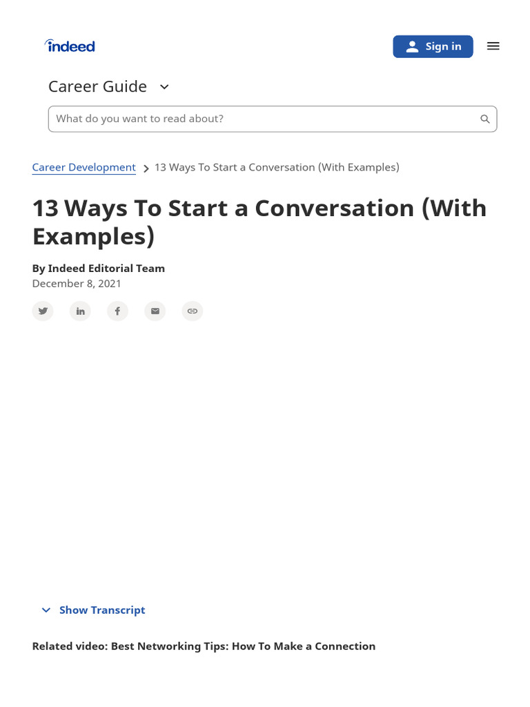 Networking Conversation Starters | PDF | Conversation | Body Language