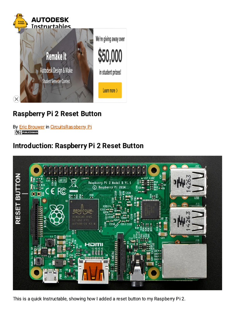Raspberry Pi 2 Reset Button - Instructables | PDF