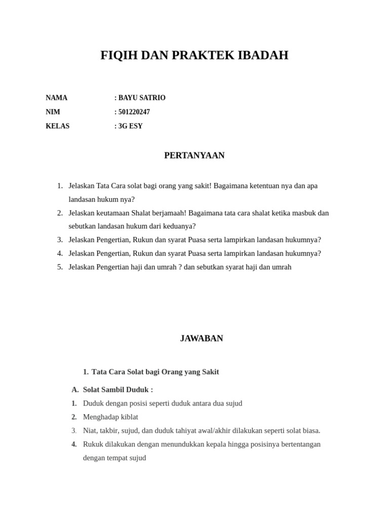 Fiqih Dan Praktek Ibadah ,Bayu Satrio | PDF