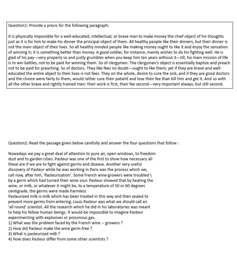 Precis and Passage To Solve | PDF | Louis Pasteur