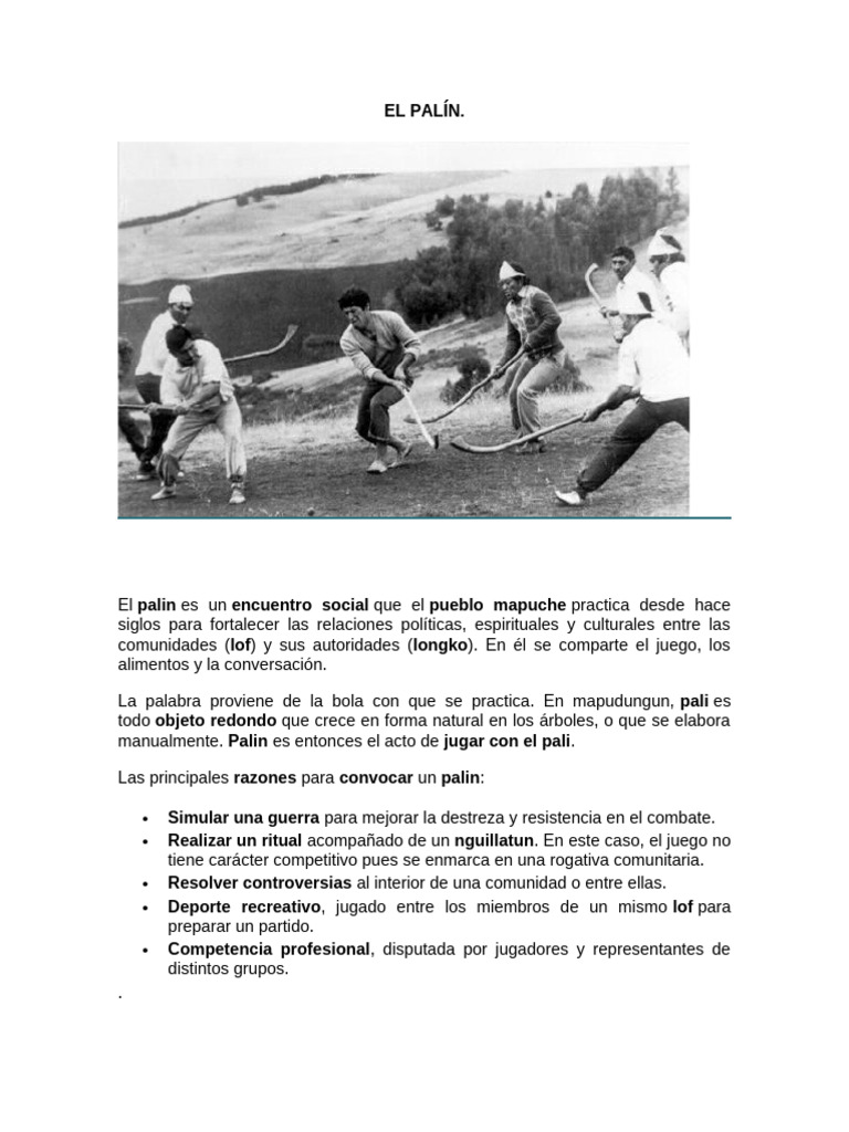 El Palín: Juego y Cultura Mapuche | PDF