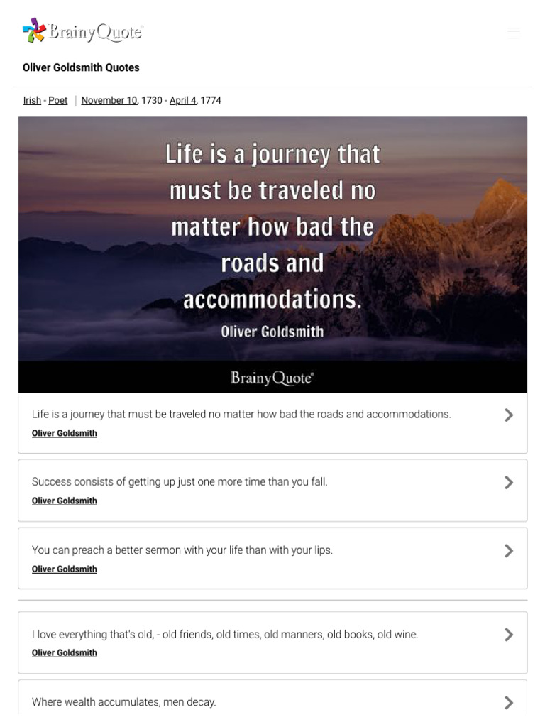 Oliver Goldsmith Quotes - BrainyQuote | PDF