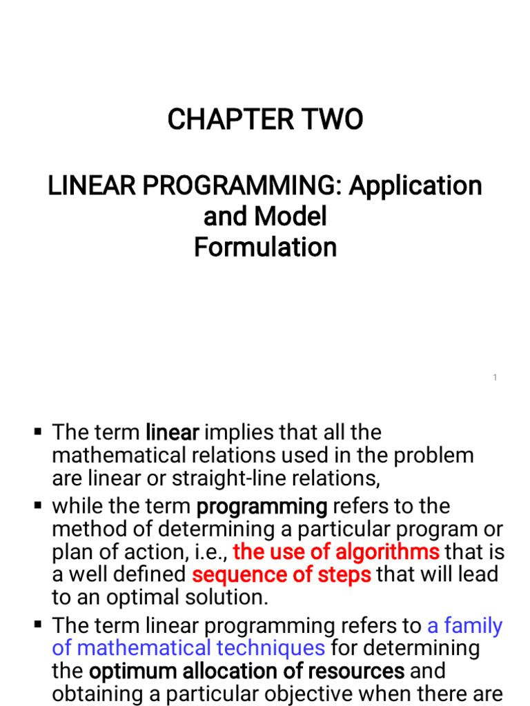 OR PPT CH 2 | PDF | Mathematical Optimization | Linear Programming