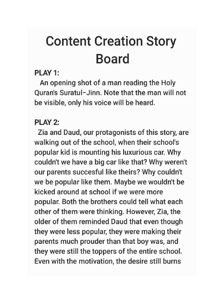 Storyboard For Content Creation | PDF