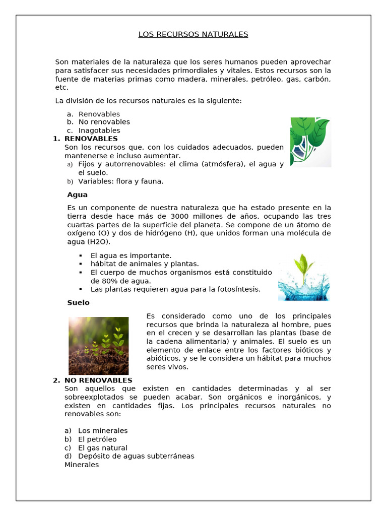 Clasificación de Recursos Naturales | PDF | Agua | Gas natural