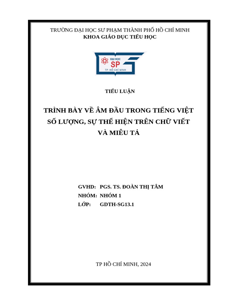 CSTV1 - ÂM ĐẦU - NHÓM 1 - GDTH - SG - K13.1 | PDF