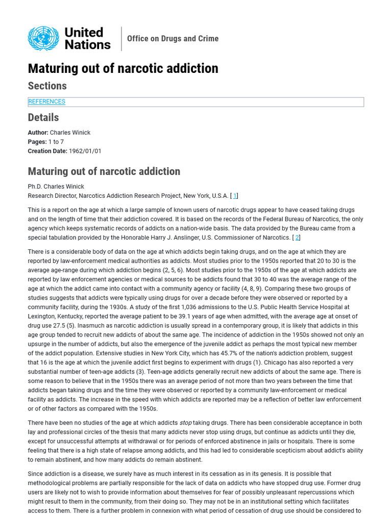 Maturing Out of Narcotic Addiction Widick | PDF | Substance Dependence ...