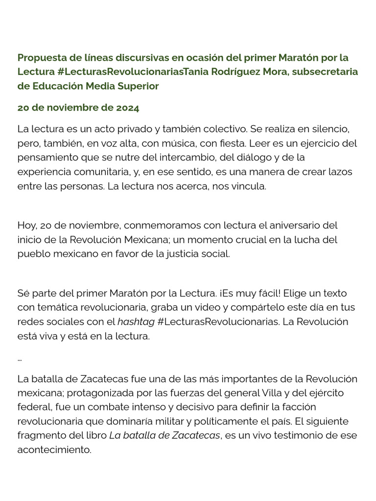 Lecturas Revolucionarias 2024.docx - 20241204 - 085205 - 0000 | PDF | México