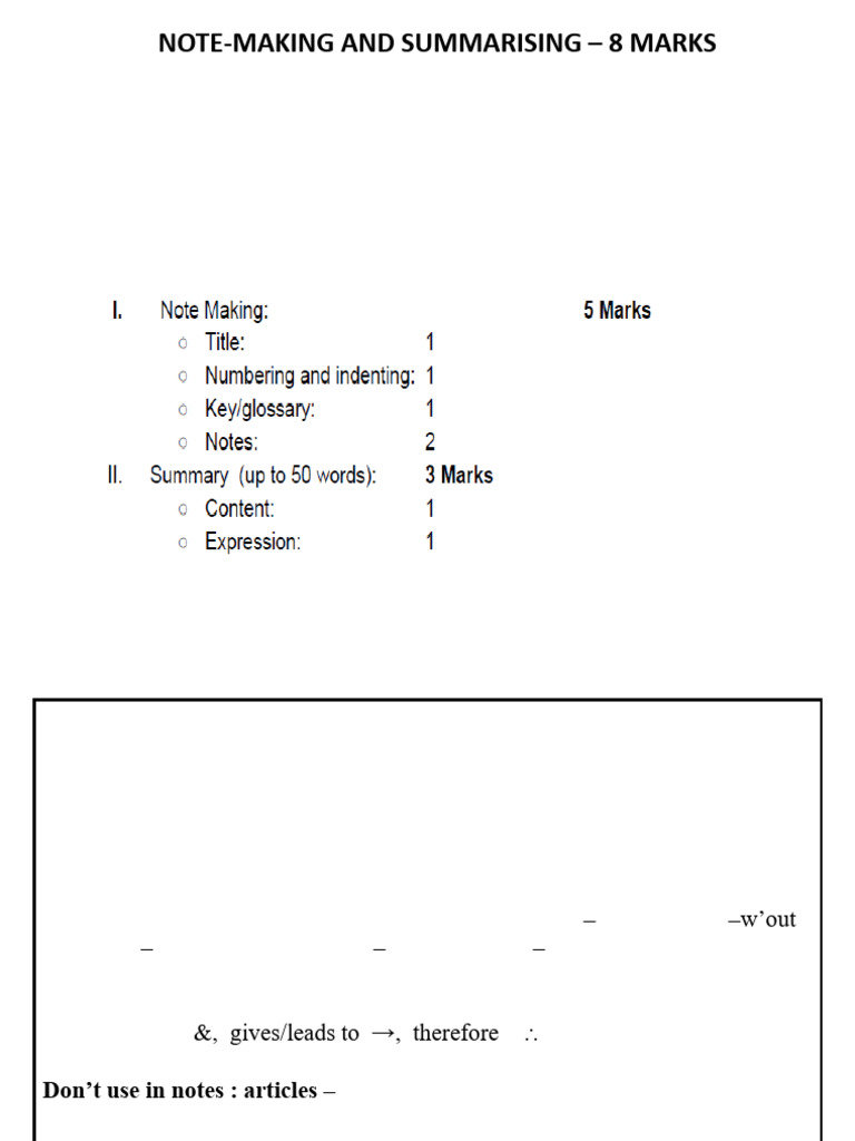 CL 11 NOTEMAKING & SUMMARISING | PDF