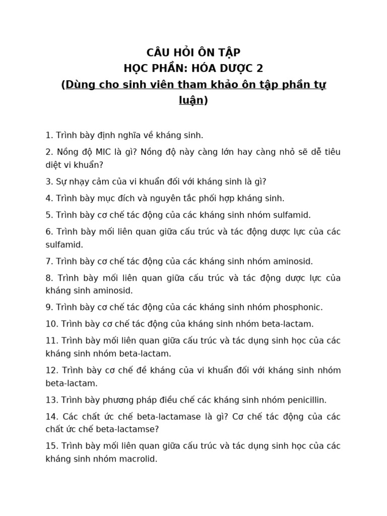 CÂU HỎI ÔN TẬP HD2 | PDF