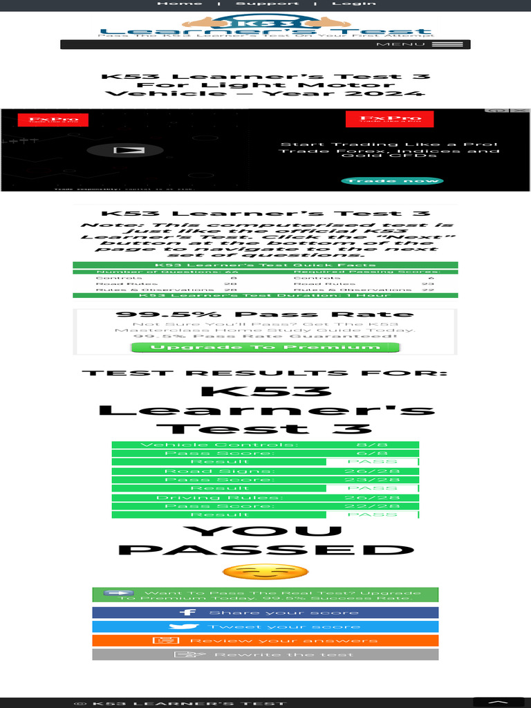 K53 Learner's Test Results 2024 | PDF