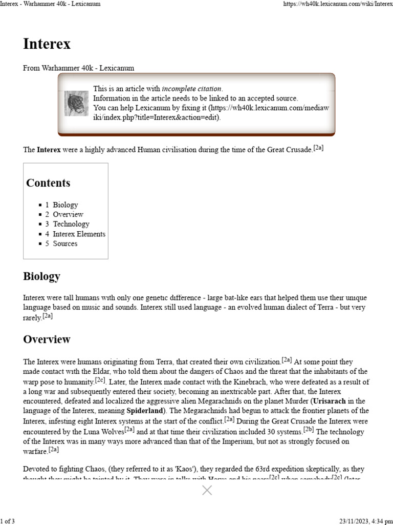 Interex - Warhammer 40k - Lexicanum | PDF