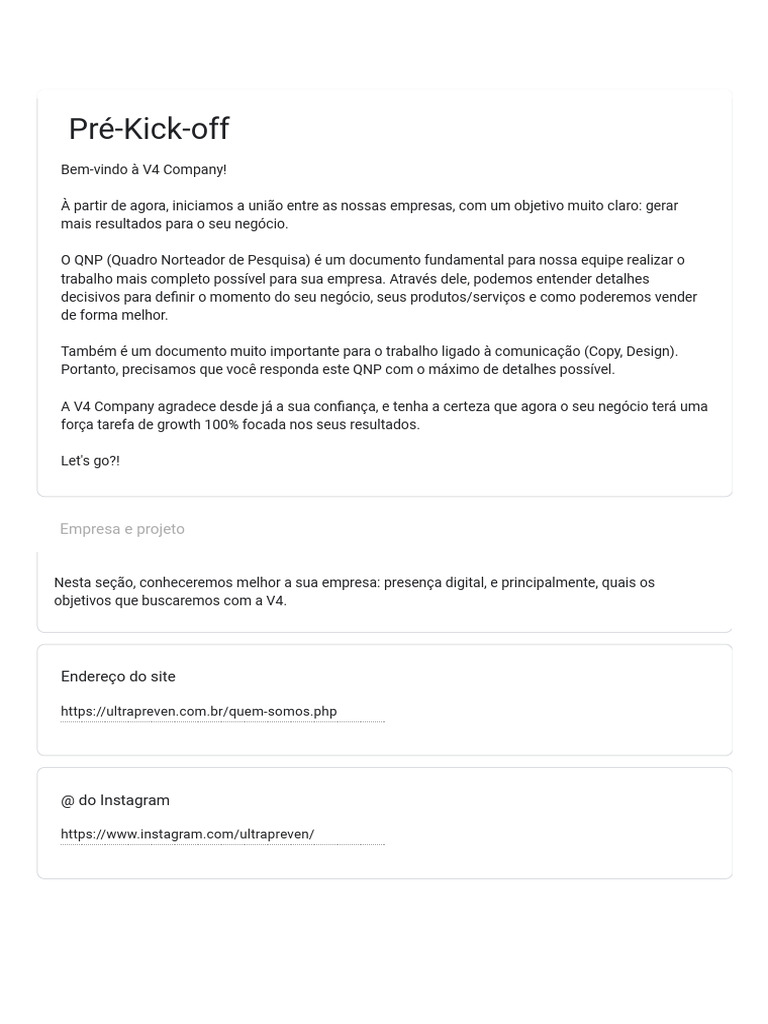 Ultrapreven - Pré-kick-Off - Formulários Google | PDF | Despesa ...