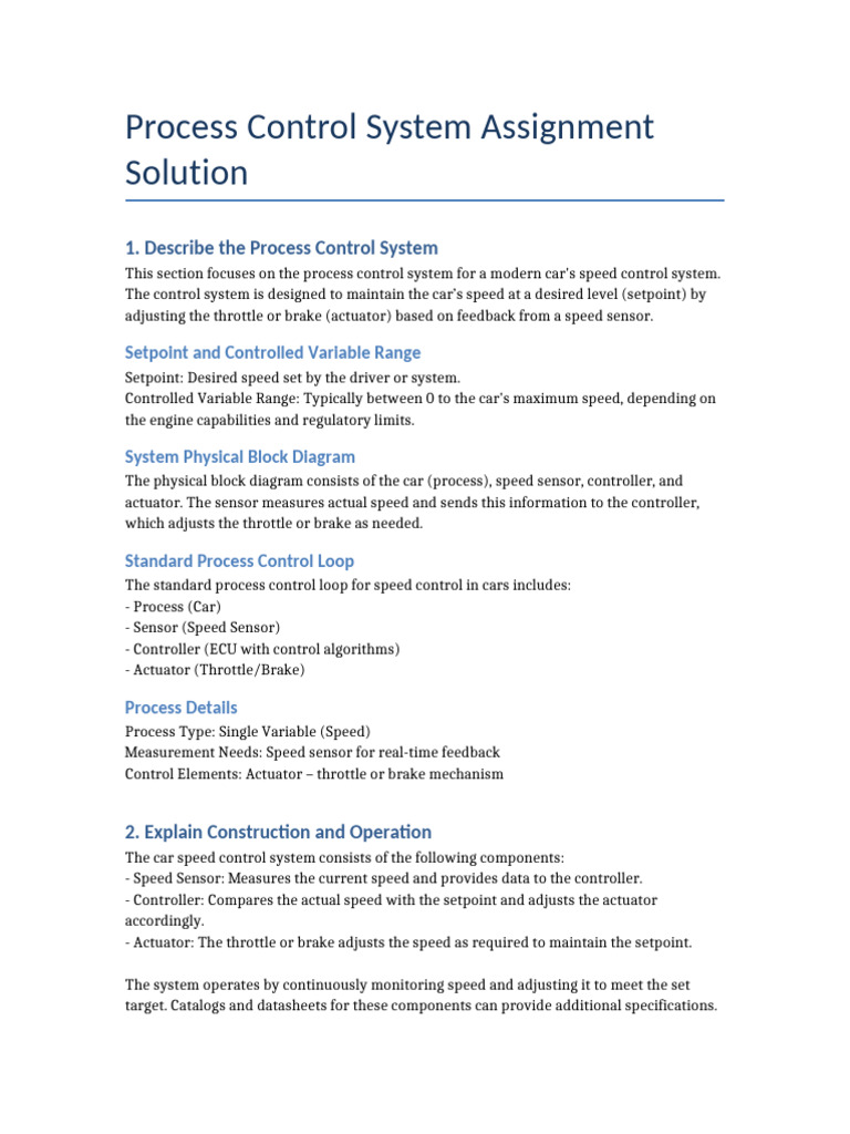 Car Speed Control System Assignment | PDF