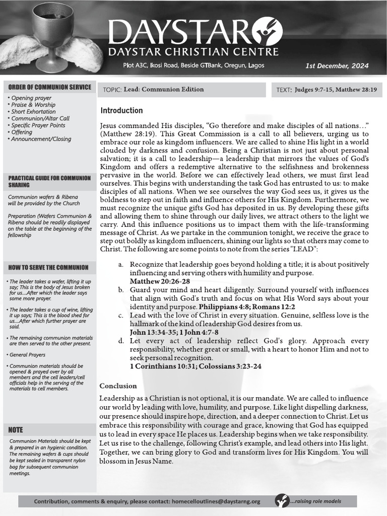 Adult Communion Outline 01122024 | PDF