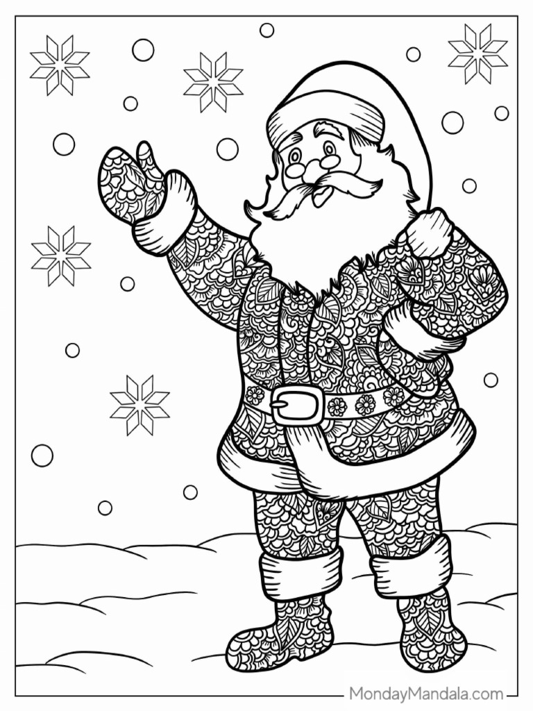 Detailed Santa Claus Mandala for Adults | PDF