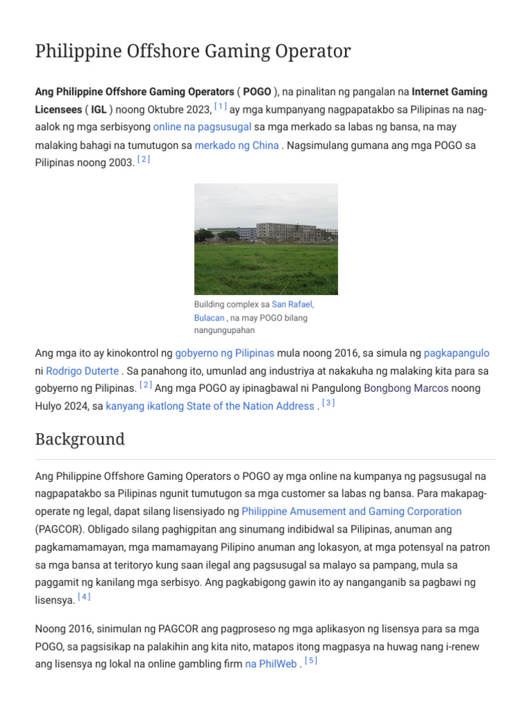 Philippine Offshore Gaming Operator (POGO) | PDF