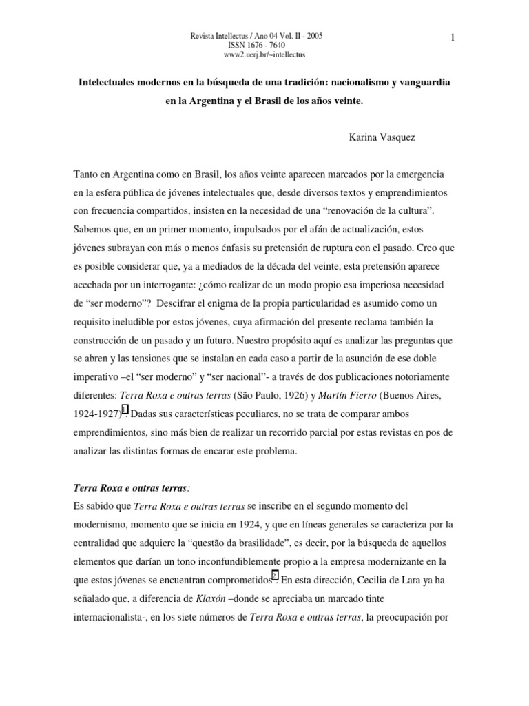 Nacionalismo y Vanguardia en los 20s | PDF
