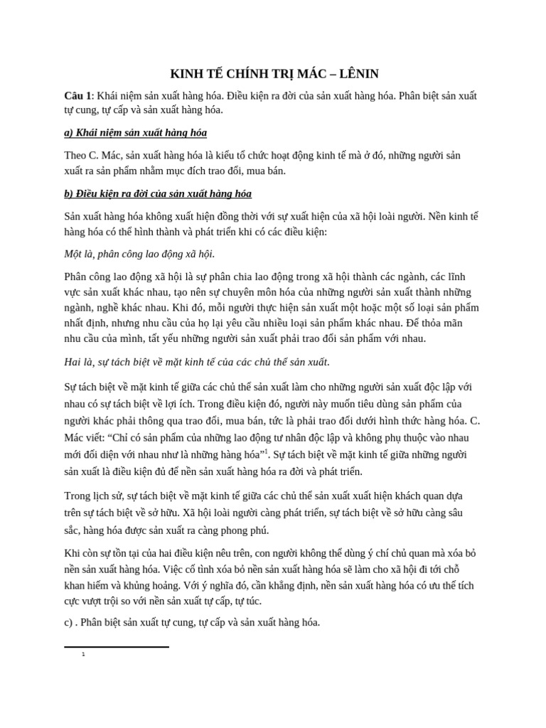 Đề cương ktct | PDF