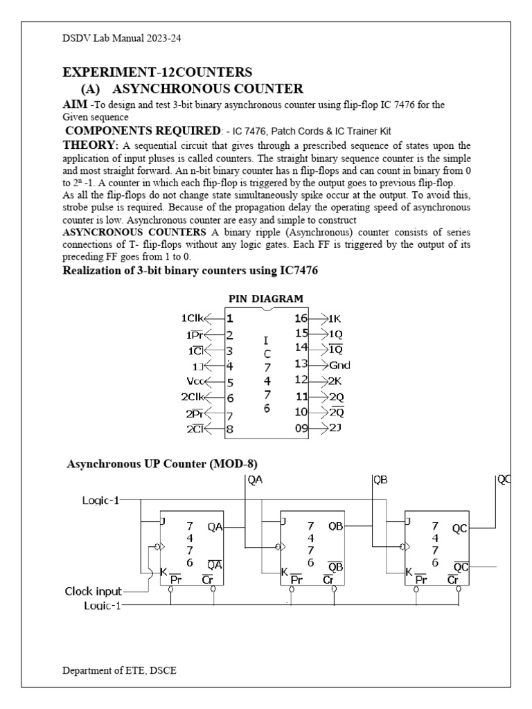 Experiment-12 - Counters | PDF | Electrical Engineering | Electrical Circuits