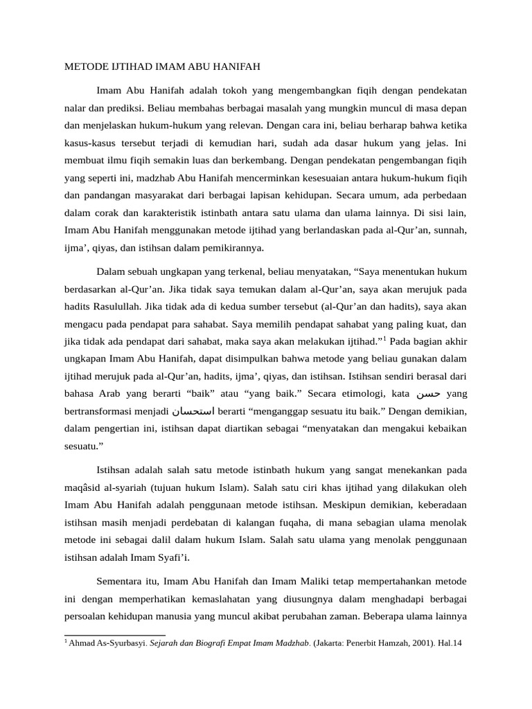 Metode Ijtihad Imam Abu Hanifah | PDF