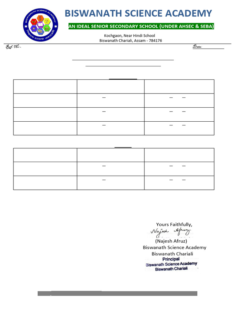 Biswanath Science Academy PTM Schedule | PDF