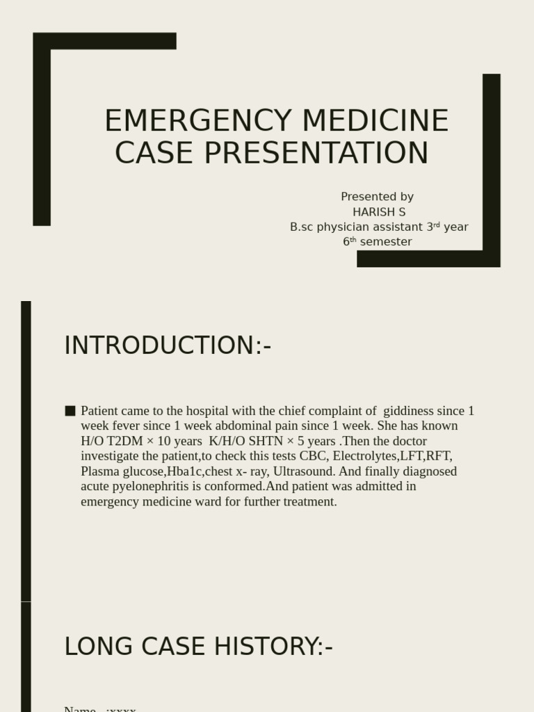Emergency Case Presentation | PDF | Liver | Medicine