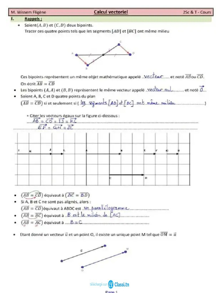Calcul Vectoriel Resumé Du Cours 171023 | PDF