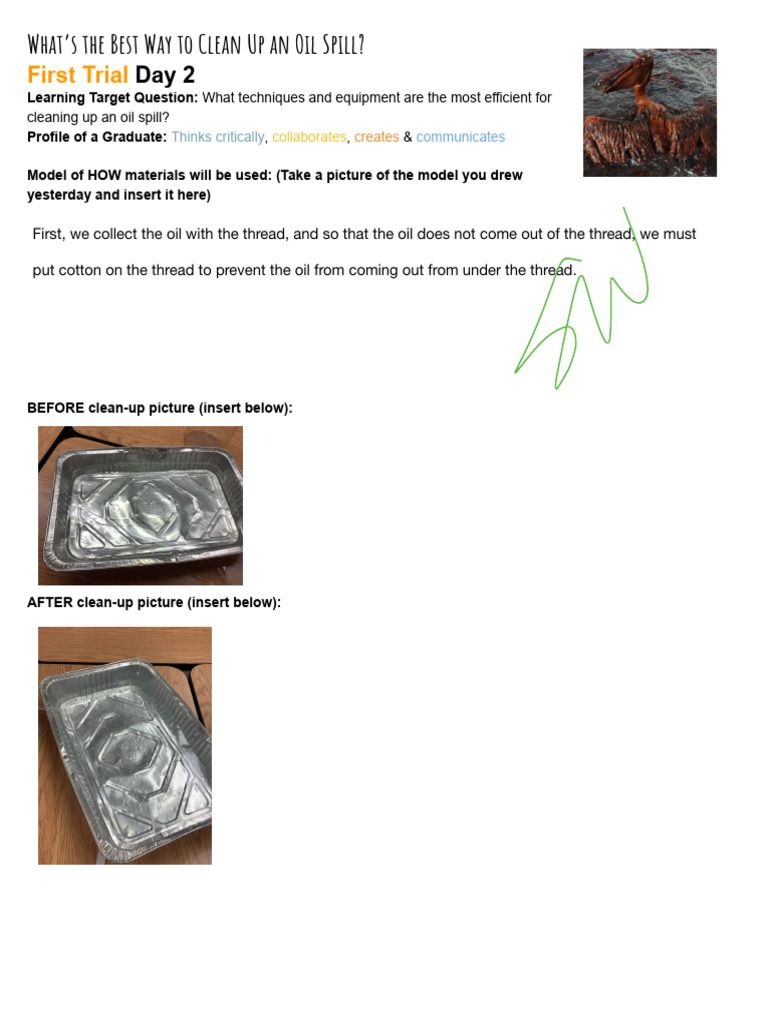 Oil Spill Lab (1st & 2nd Trial) | PDF | Oil Spill | Pollution