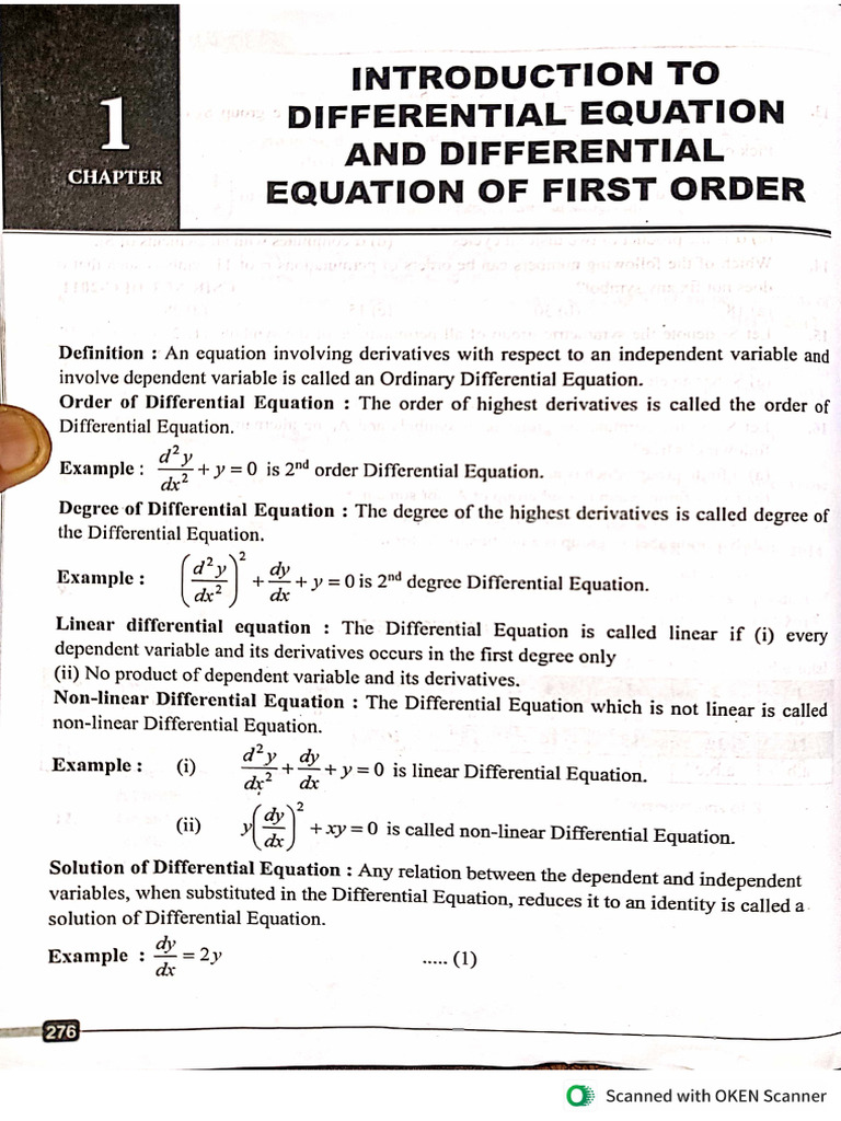Introduction To Differential Equation and Differential Equation of ...
