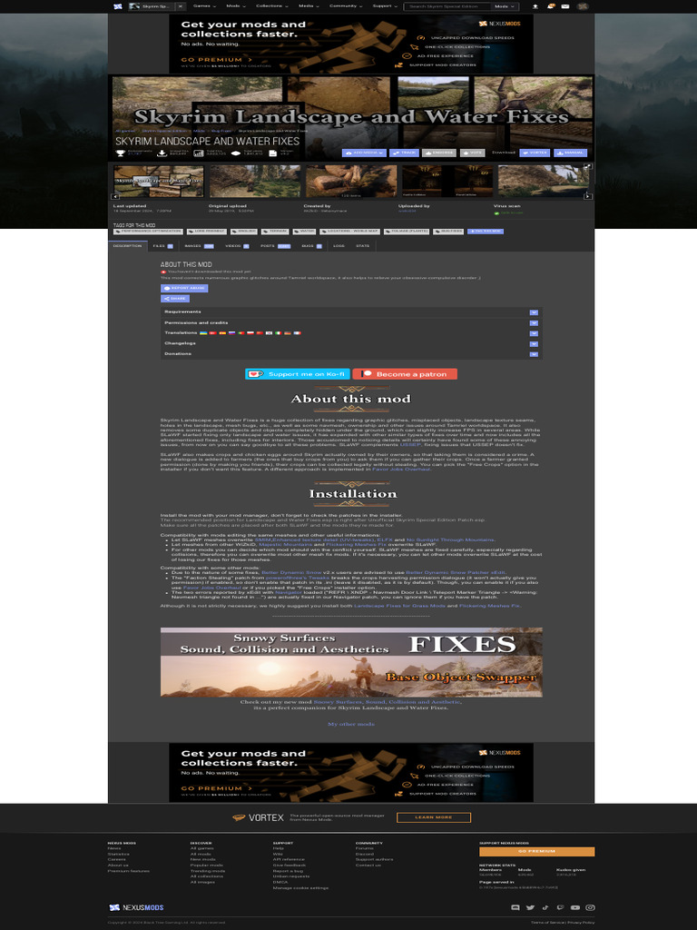 Skyrim Landscape and Water Fixes at Skyrim Special Edition Nexus - Mods and Community | PDF ...