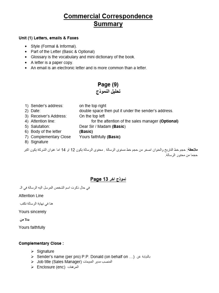 Summary of Correspondence | PDF