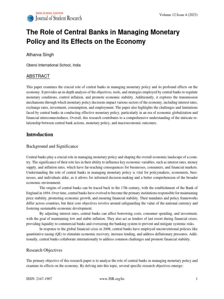 Central Banks and Monetary Policy Impact | PDF | Monetary Policy ...
