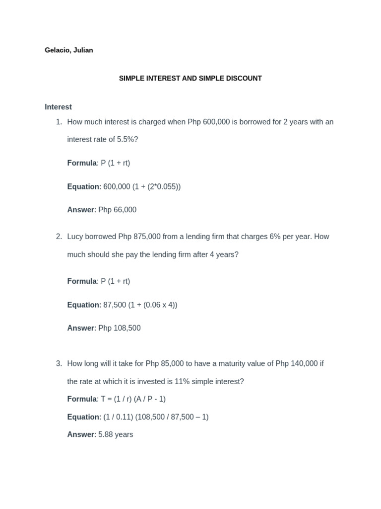 Gelacio_Assignment | PDF | Interest | Discounting