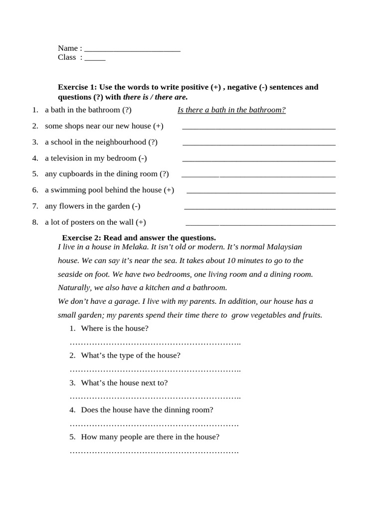 Exercise 1: Use The Words To Write Positive (+), Negative (-) Sentences ...