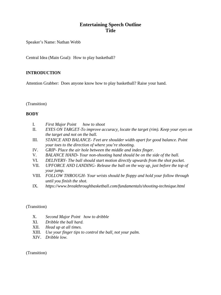 entertaining_speech_outline | PDF | Sports | Athletic Sports