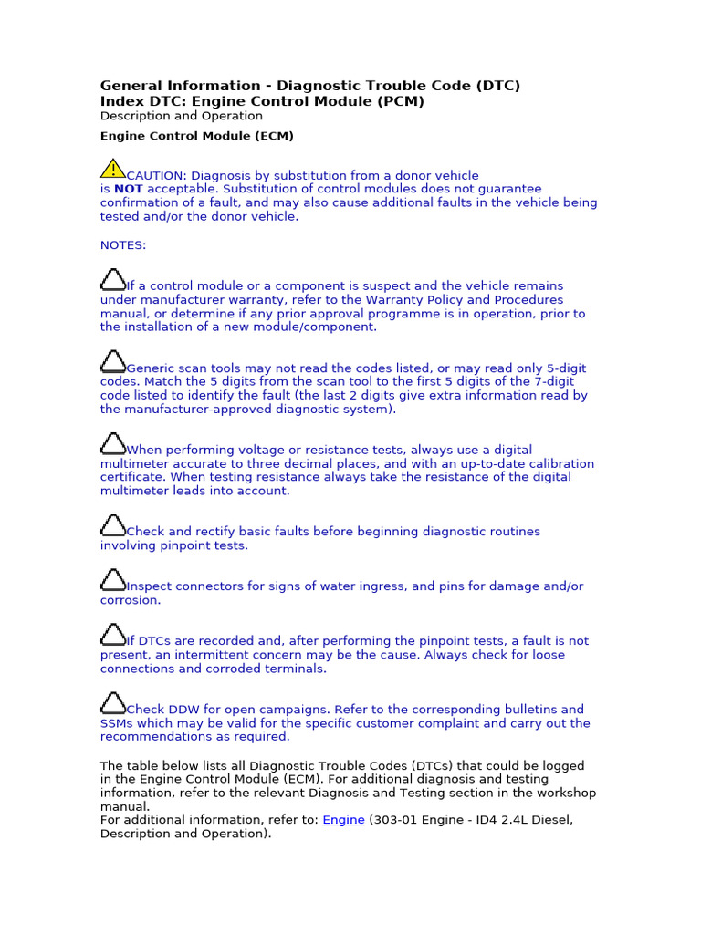 Engine Control Module DTC Guide | PDF | Turbocharger | Mechanical ...