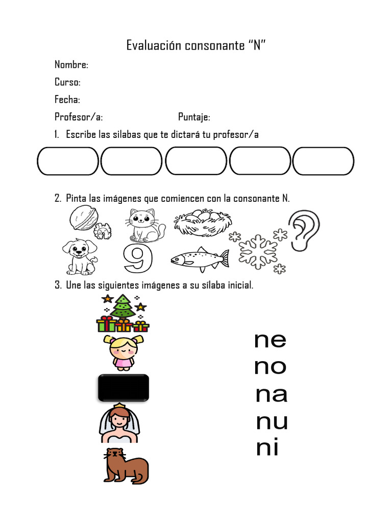 Evaluacion Letra N | PDF