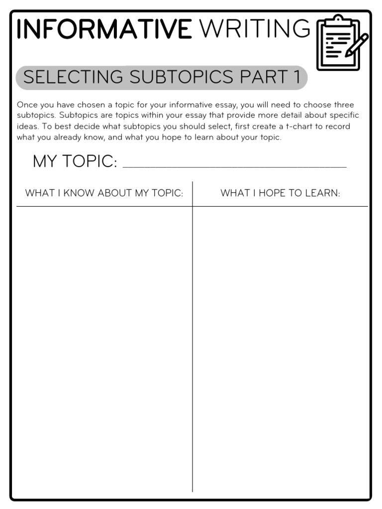Selecting Essay Subtopics Guide | PDF