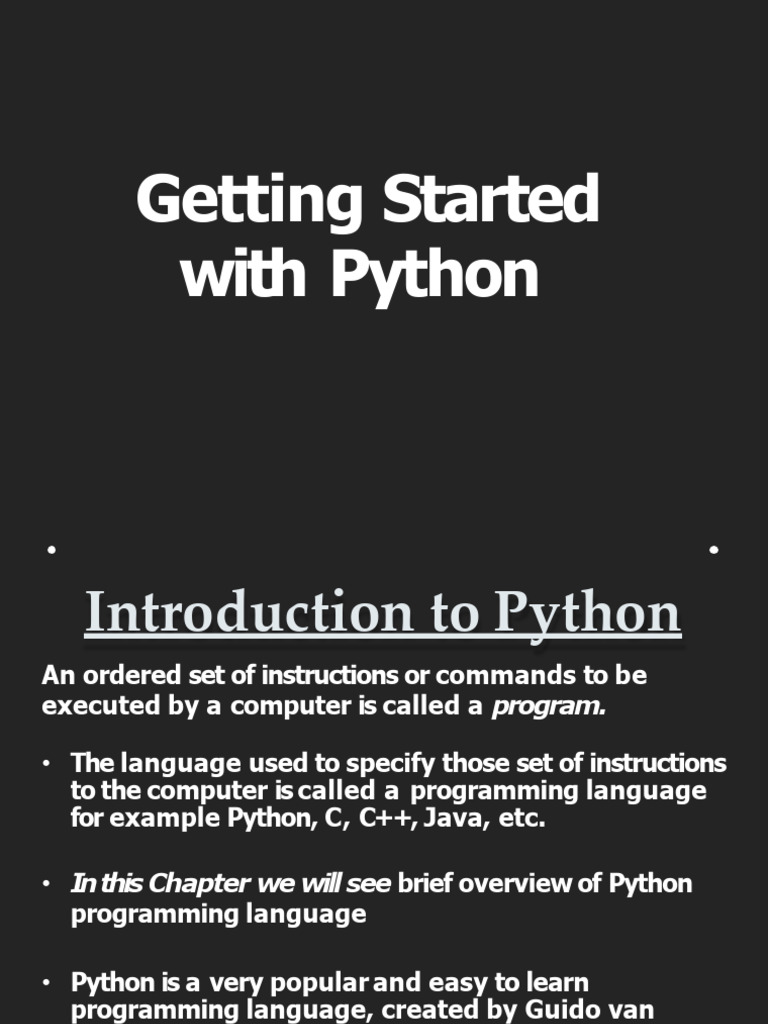 Chapter 1 introduction to Python | PDF | Python (Programming Language ... Chapter 1 introduction to Python | PDF | Python (Programming Language ...