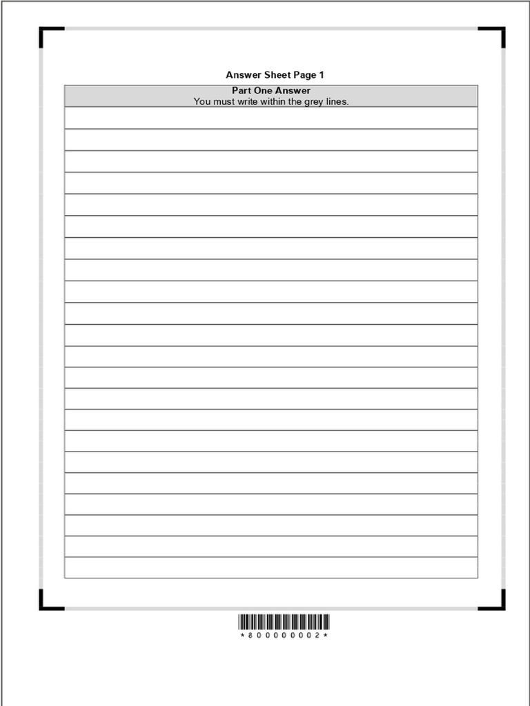 Answer Sheet Writing - Part 1 | PDF