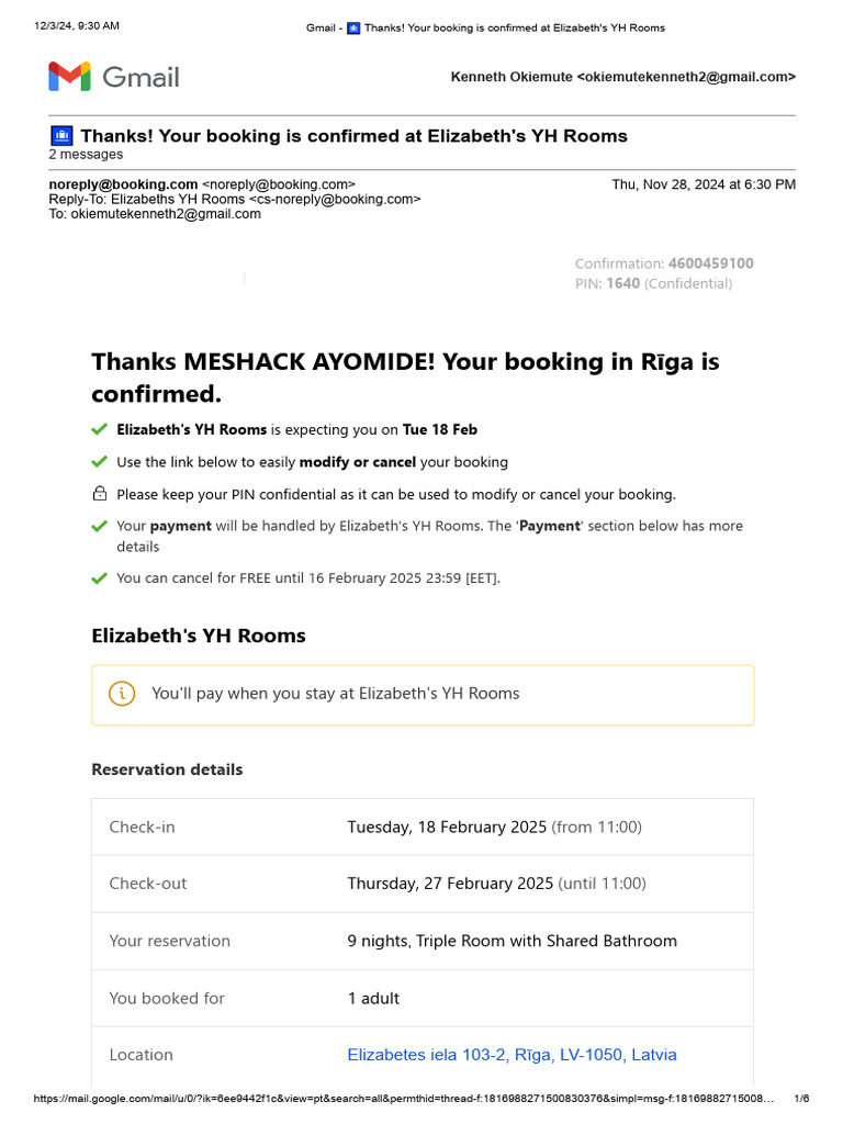 MESHACK AYOMIDE AKHUEMONKHAN HOTEL | PDF | Credit Card | Payments