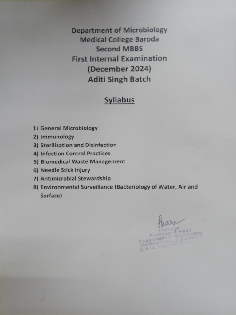 Aditi Singh Batch Syllabus First Internal | PDF