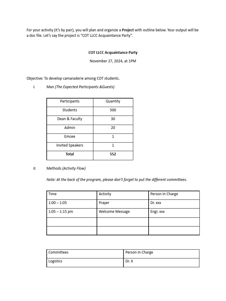 Project Management Sample | PDF